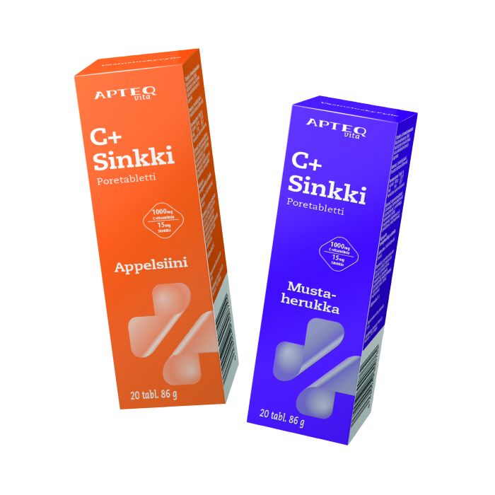 Apteq C + sinkki poretabl. Appelsiini 20 kpl | Olo-apteekki